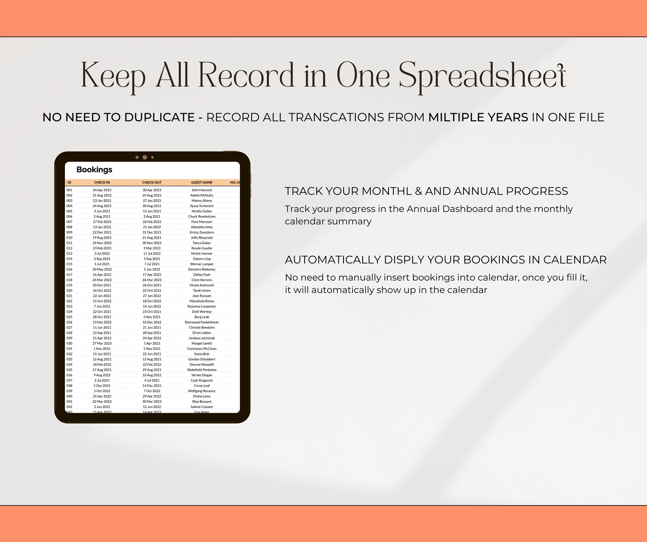 Airbnb Booking Calendar for Short Term Rental Property Google Sheets ...