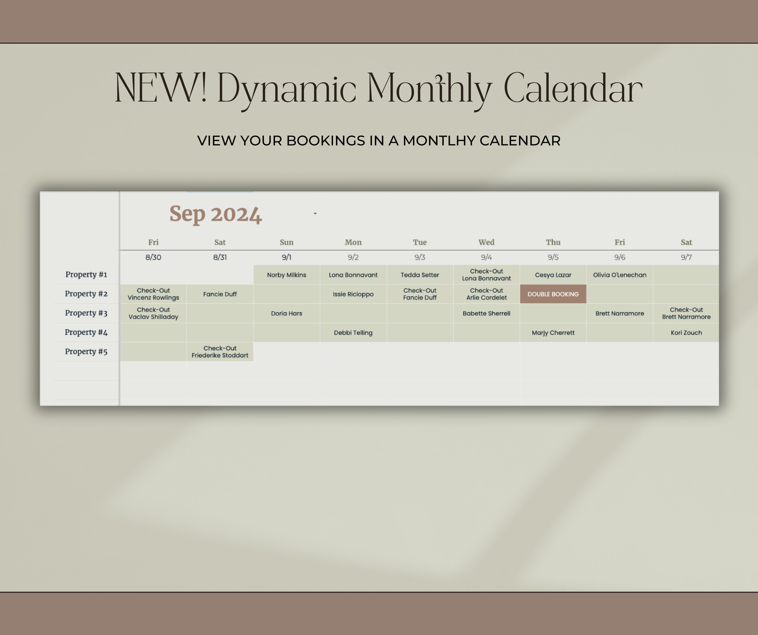 Airbnb Booking Calendar for Short Term Rental Property Google Sheets ...