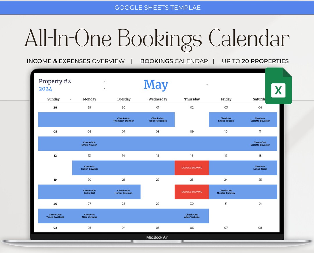 Airbnb Booking Spreadsheet: Property Management & Reservation Template ...