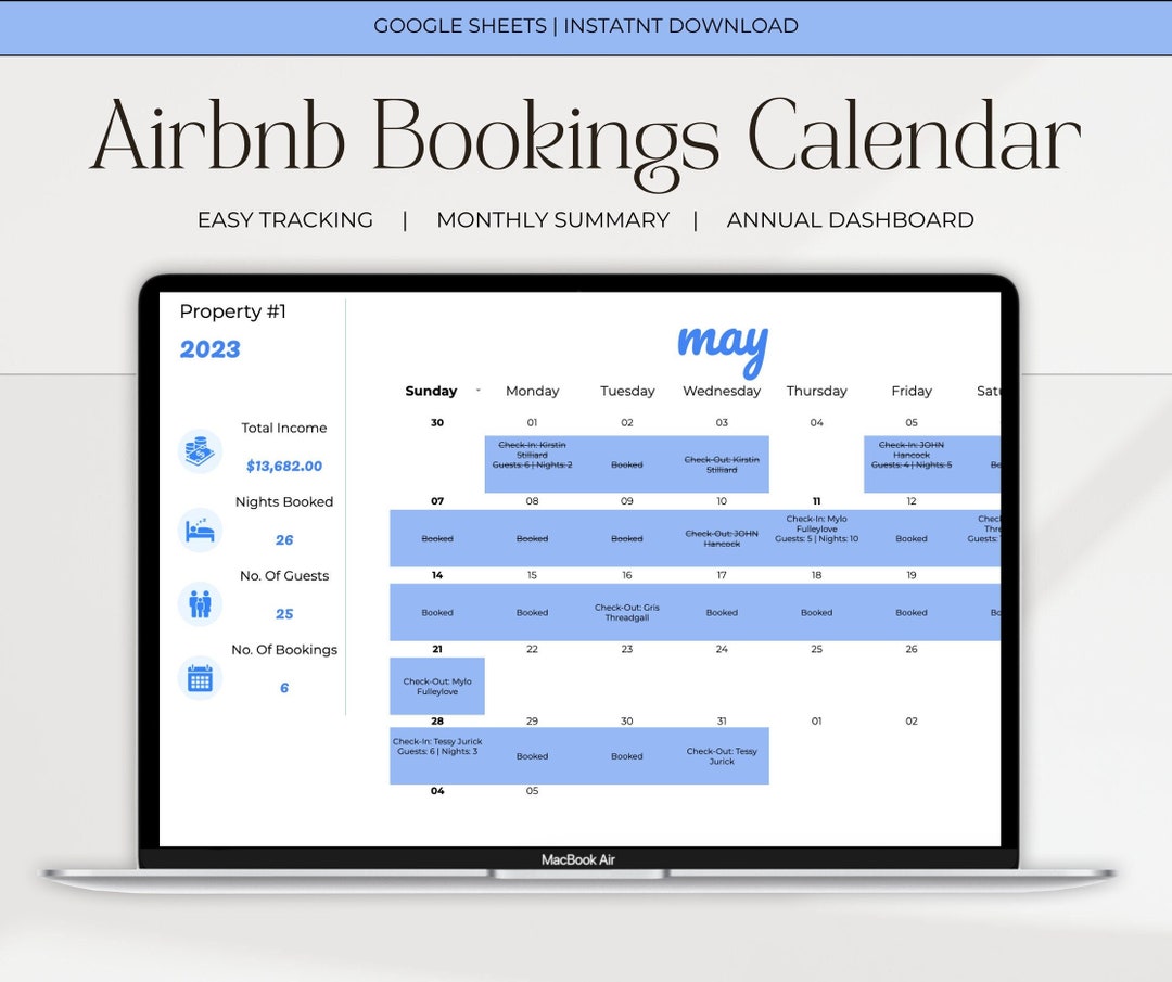 Airbnb Booking Calendar Property Google Sheets Vrbo Vacation Rental ...
