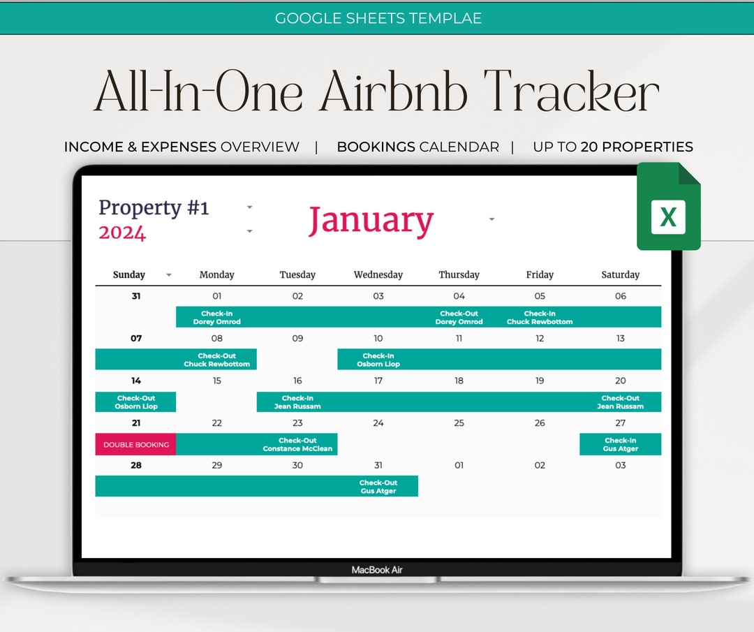 Airbnb Booking Calendar: Property Management & Reservation Template - Etsy