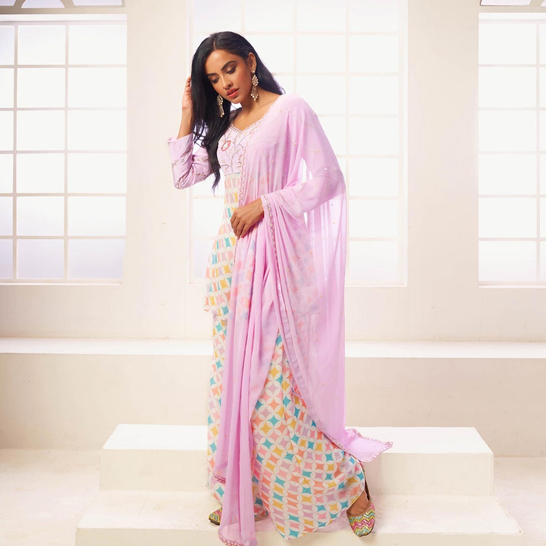 Simple Pastel Indian Sharara Dress With Palazzo Pants and Dupatta - Etsy