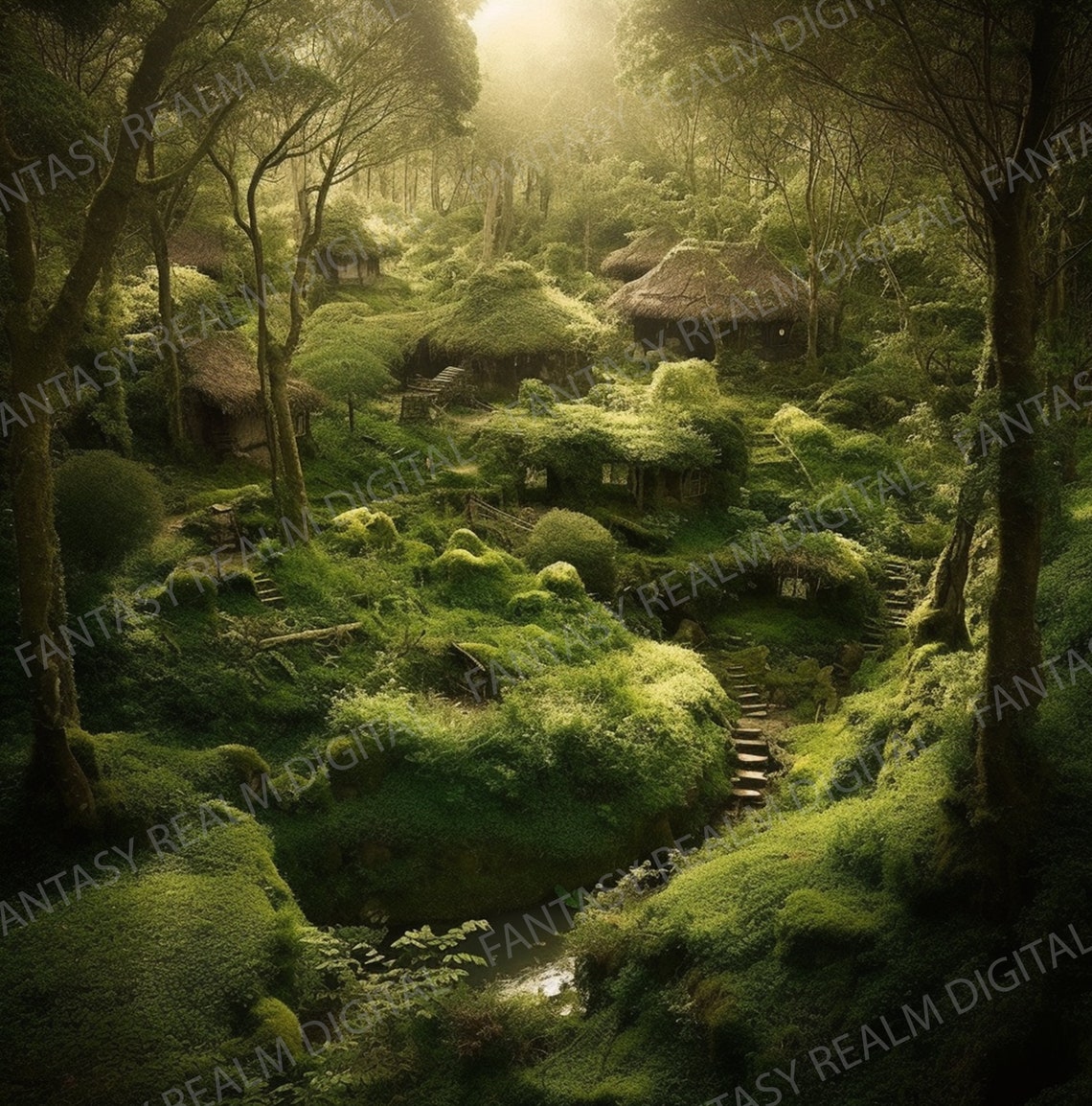 Whispering Grove: A Mythical Fairy Village in a Lush Green Forest - Etsy