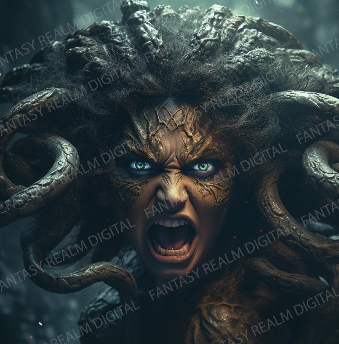Gorgon's Lair: Medusa's Haunting Beauty in the Depths of the Earth - Etsy