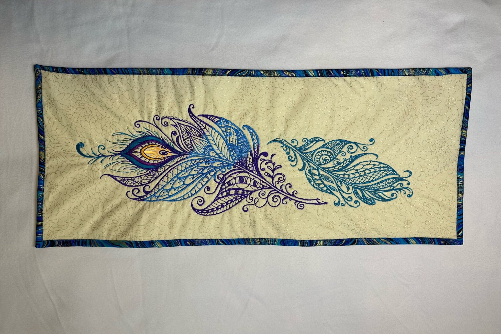 Embroidered Peacock Table Runner/wall Hanging - Etsy