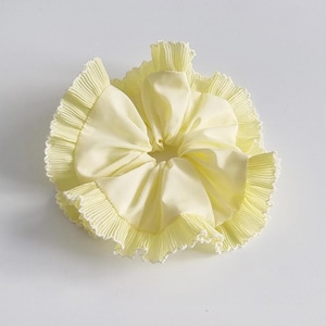 Buttermilk Frill Hair Scrunchie With Pleated Ruffle Trim - Light Yellow ...