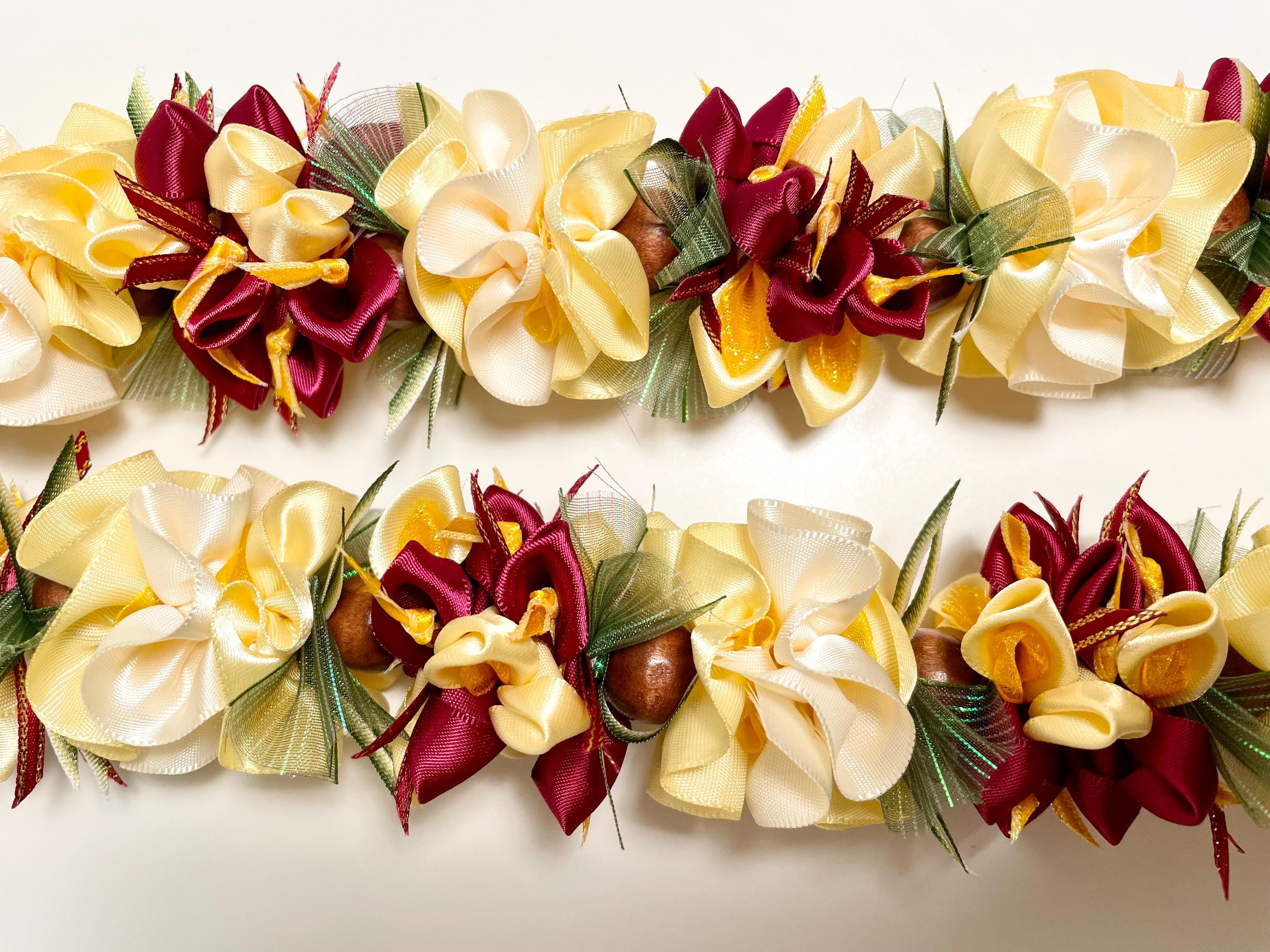 Hawaiian Lei Red, Yellow & Ivory Satin Ribbon Lei - Etsy