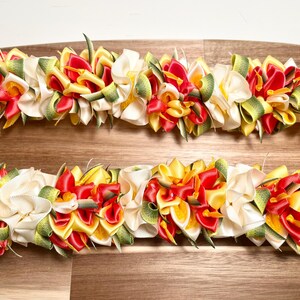 Satin Ribbon Lei - Hawaiian Lei - Graduation Lei - Poppy Orange, Yellow ...