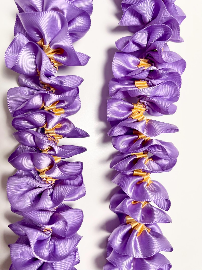 Plumeria Spiral Ribbon Lei W/ Wood Beads - Hawaiian Lei - Graduation ...