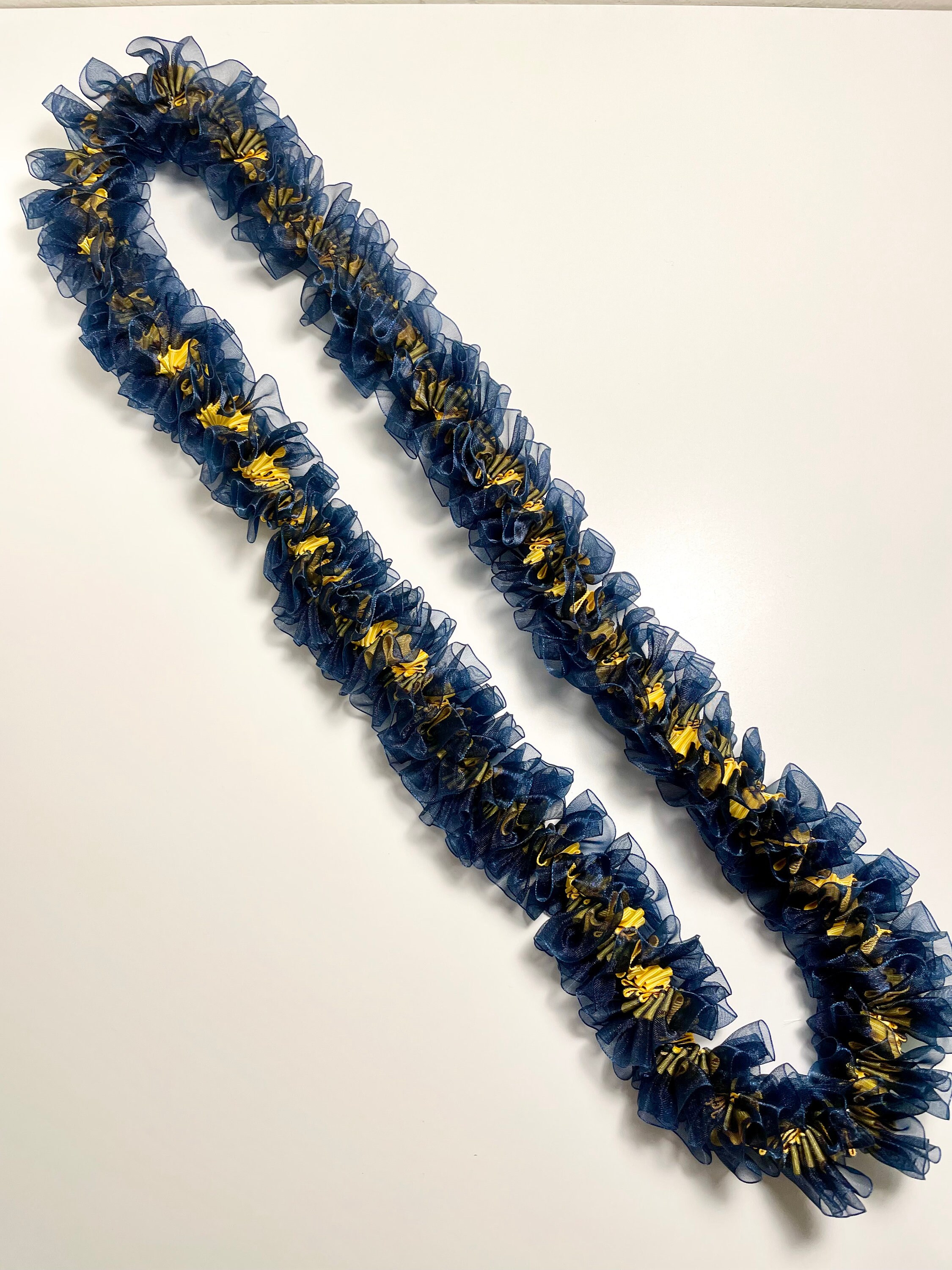 Ribbon Lei Blue & Gold Graduation Lei Plumeria Style - Etsy