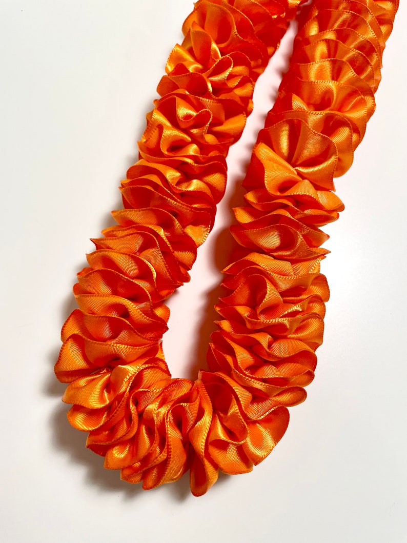 Ribbon Lei Orange Plumeria Style Lei Graduation Lei - Etsy