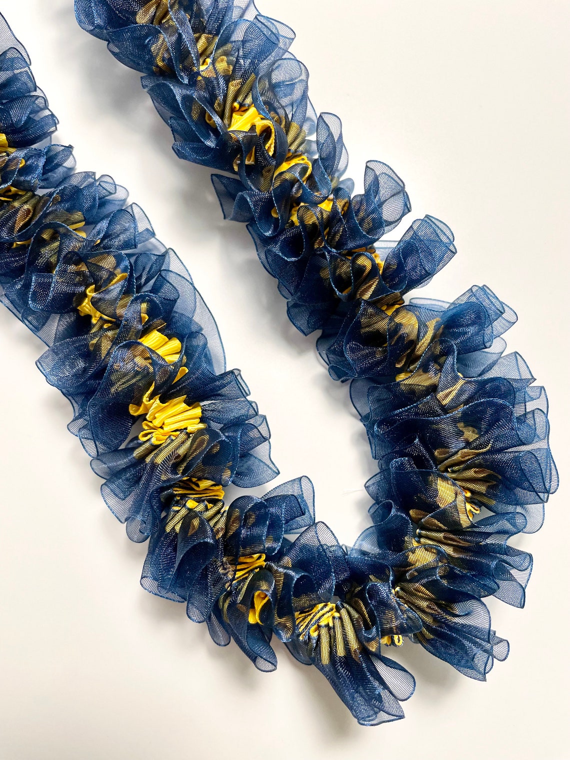 Ribbon Lei Blue & Gold Graduation Lei Plumeria Style - Etsy