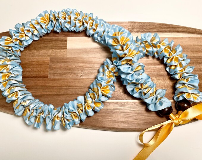 Plumeria Spiral Ribbon Lei W/ Wood Beads - Hawaiian Lei - Graduation ...