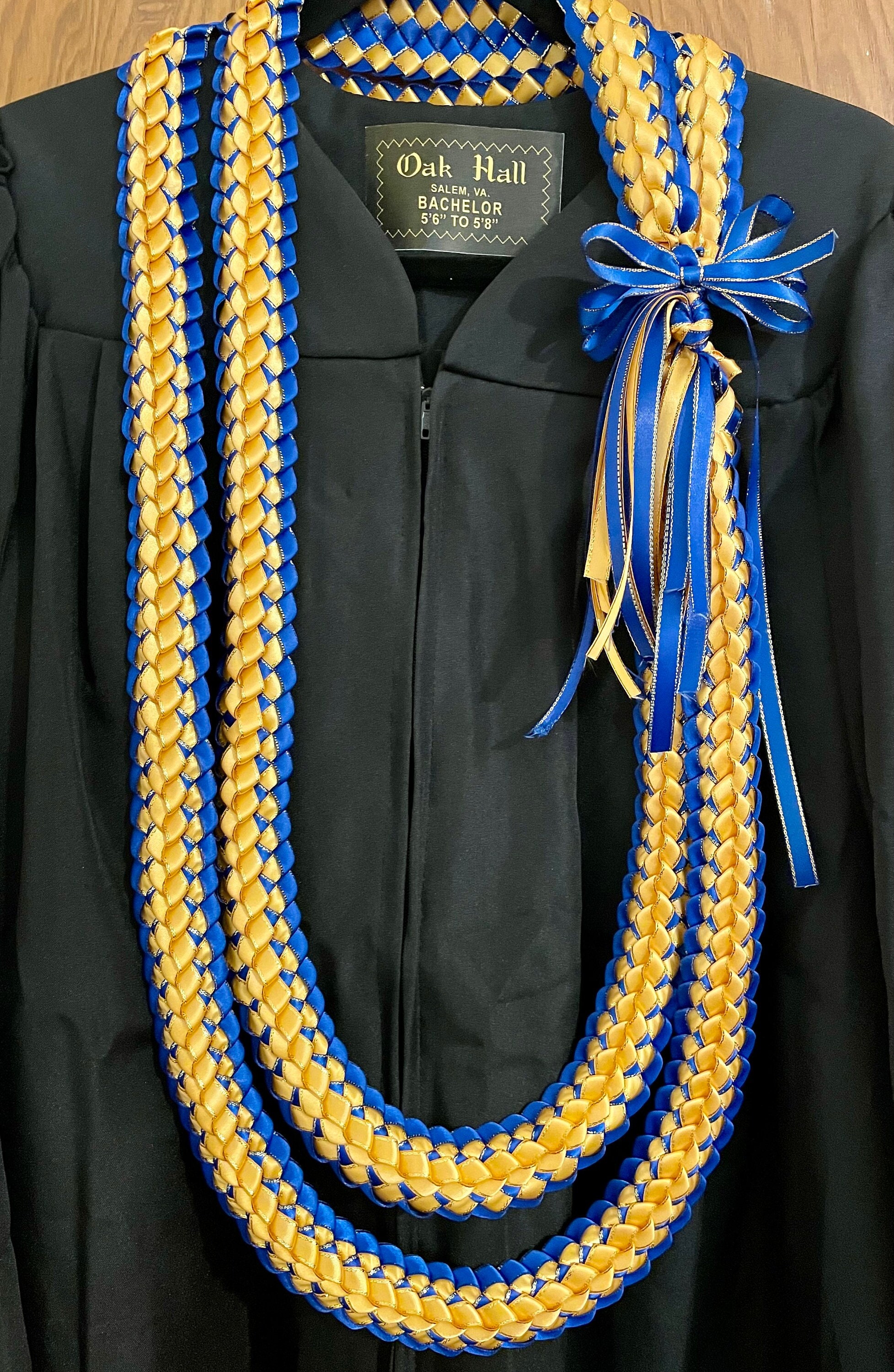 Ribbon Lei Blue & Gold Double Braided 2 Layer Graduation Stole - Etsy