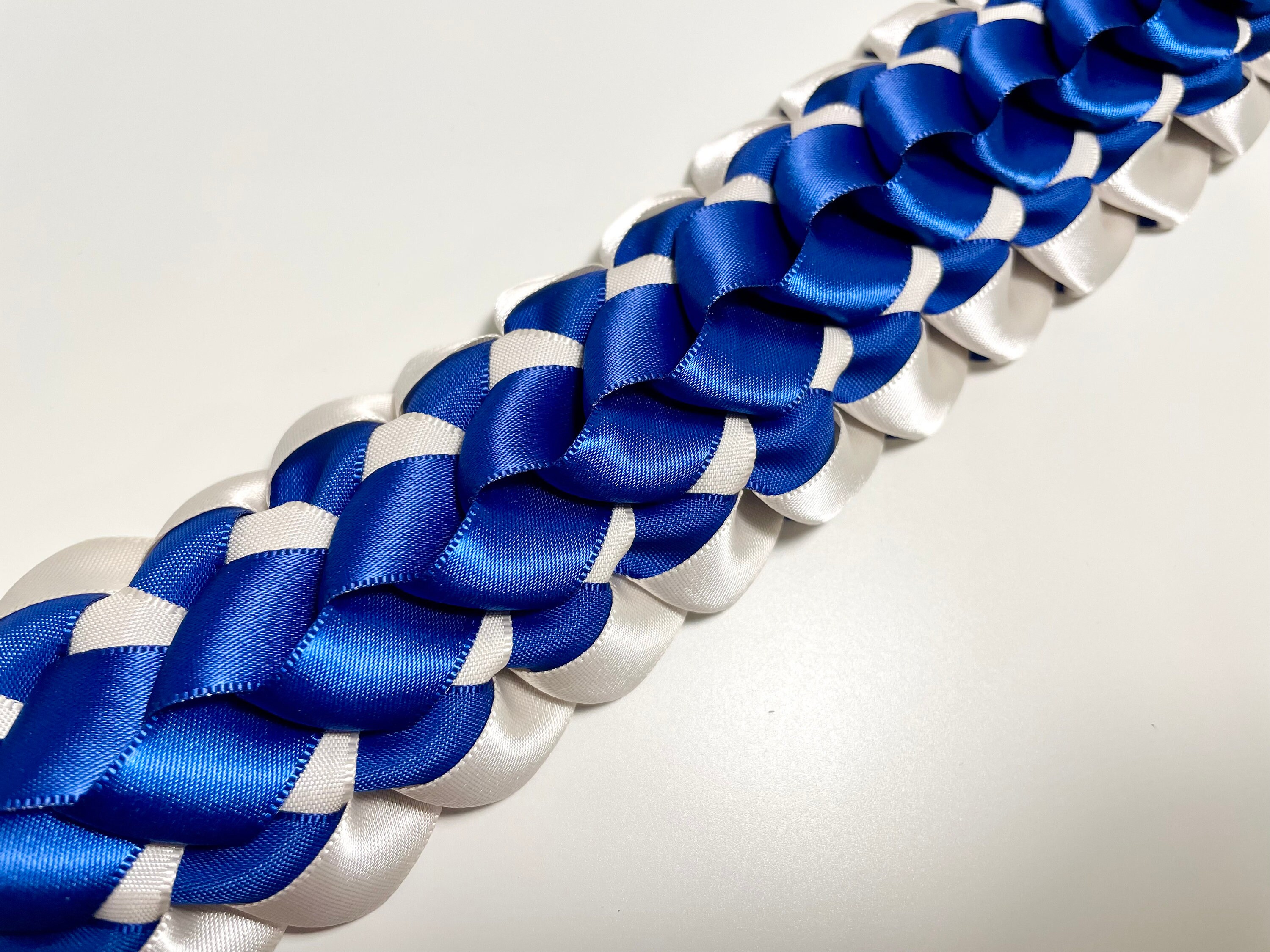 Blue & White Ribbon Lei Double Braided Open Style Graduation Stole 65 ...