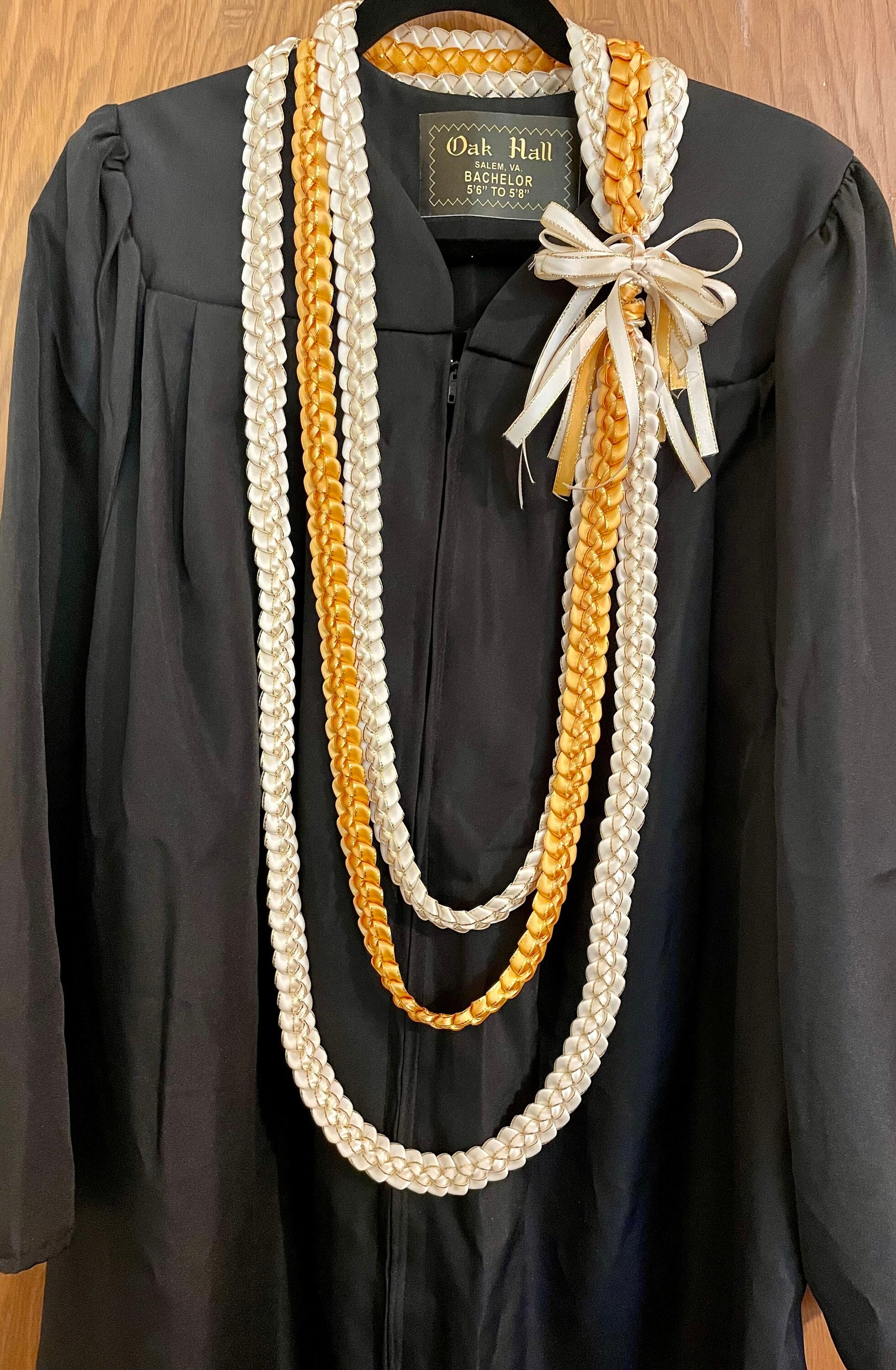 Braided Ribbon Lei gold & White 3 Layer Lei Graduation Stole - Etsy