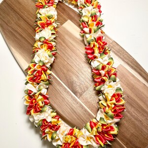 Satin Ribbon Lei - Hawaiian Lei - Graduation Lei - Poppy Orange, Yellow ...