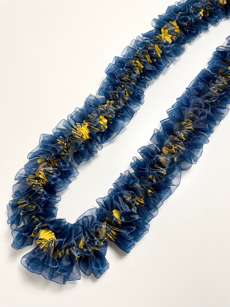 Ribbon Lei Blue & Gold Graduation Lei Plumeria Style - Etsy