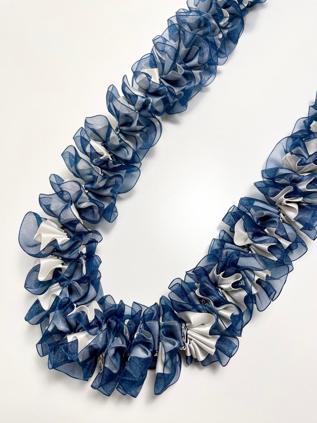 Ribbon Lei Blue & White Graduation Lei Plumeria Style - Etsy