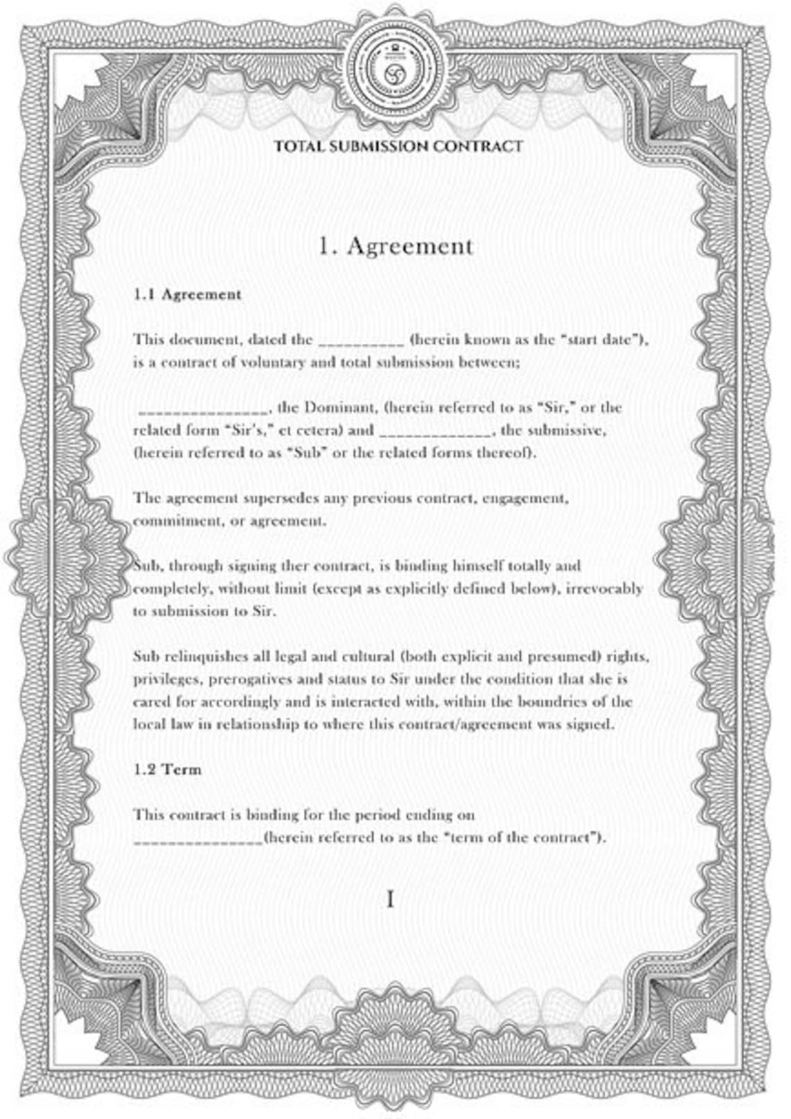 BDSM Contract PDF printable & Digital Signing Submissive Contract Gift Fetish Sexy - Etsy