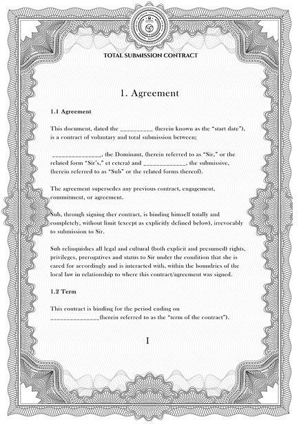 Bdsm Contract Pdf Printable And Digital Signing Submissive Contract T