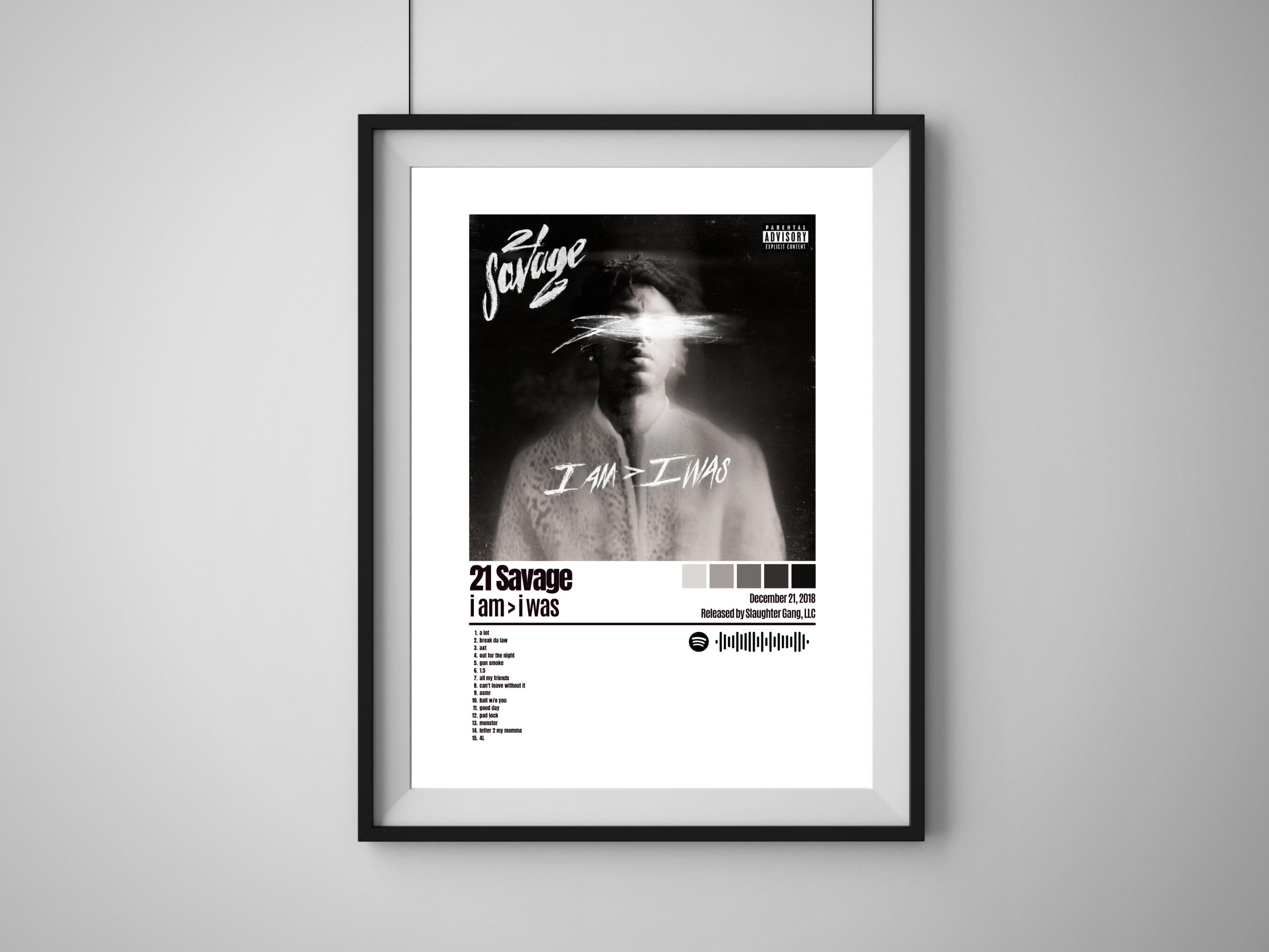 21 Savage Poster I Am I Was Poster Album Cover Poster / Poster Print ...