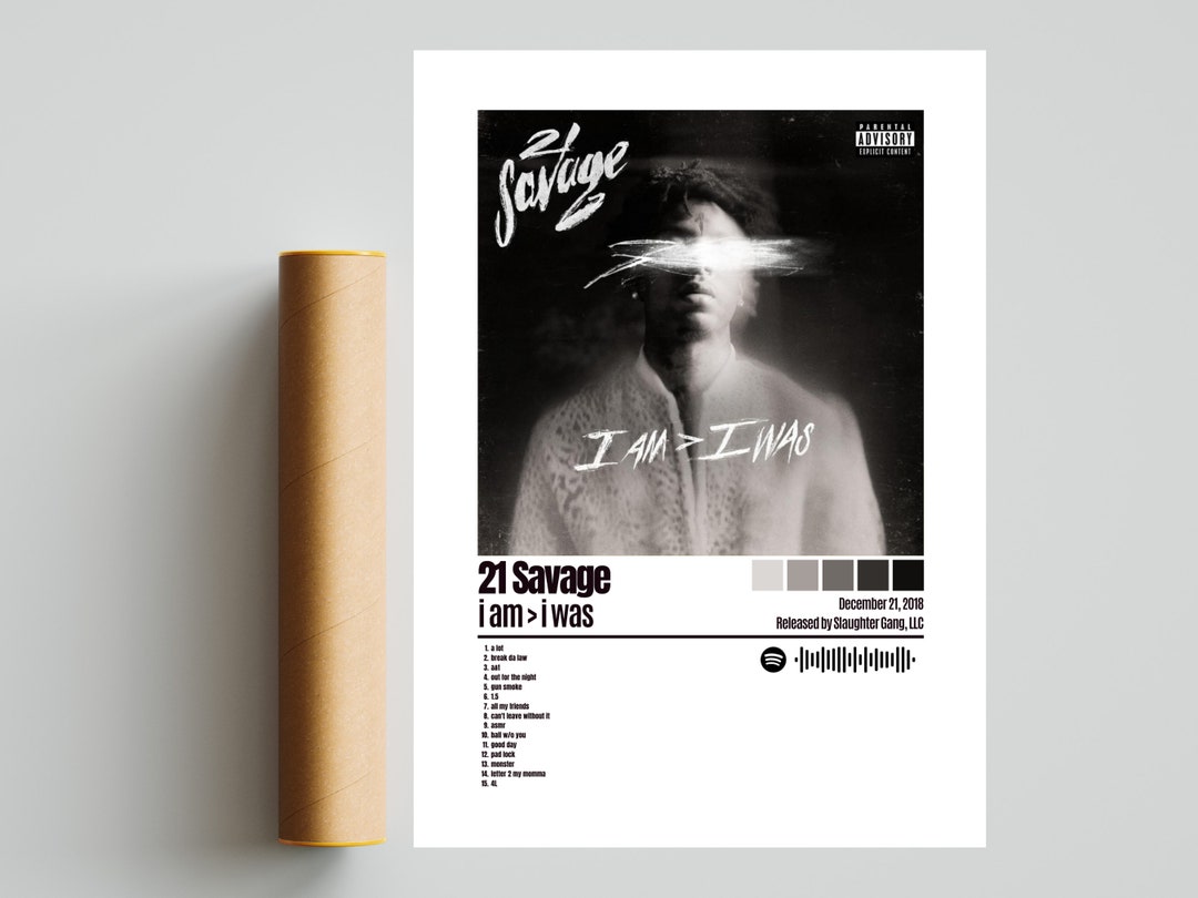 21 Savage Poster I Am I Was Poster Album Cover Poster / Poster Print ...