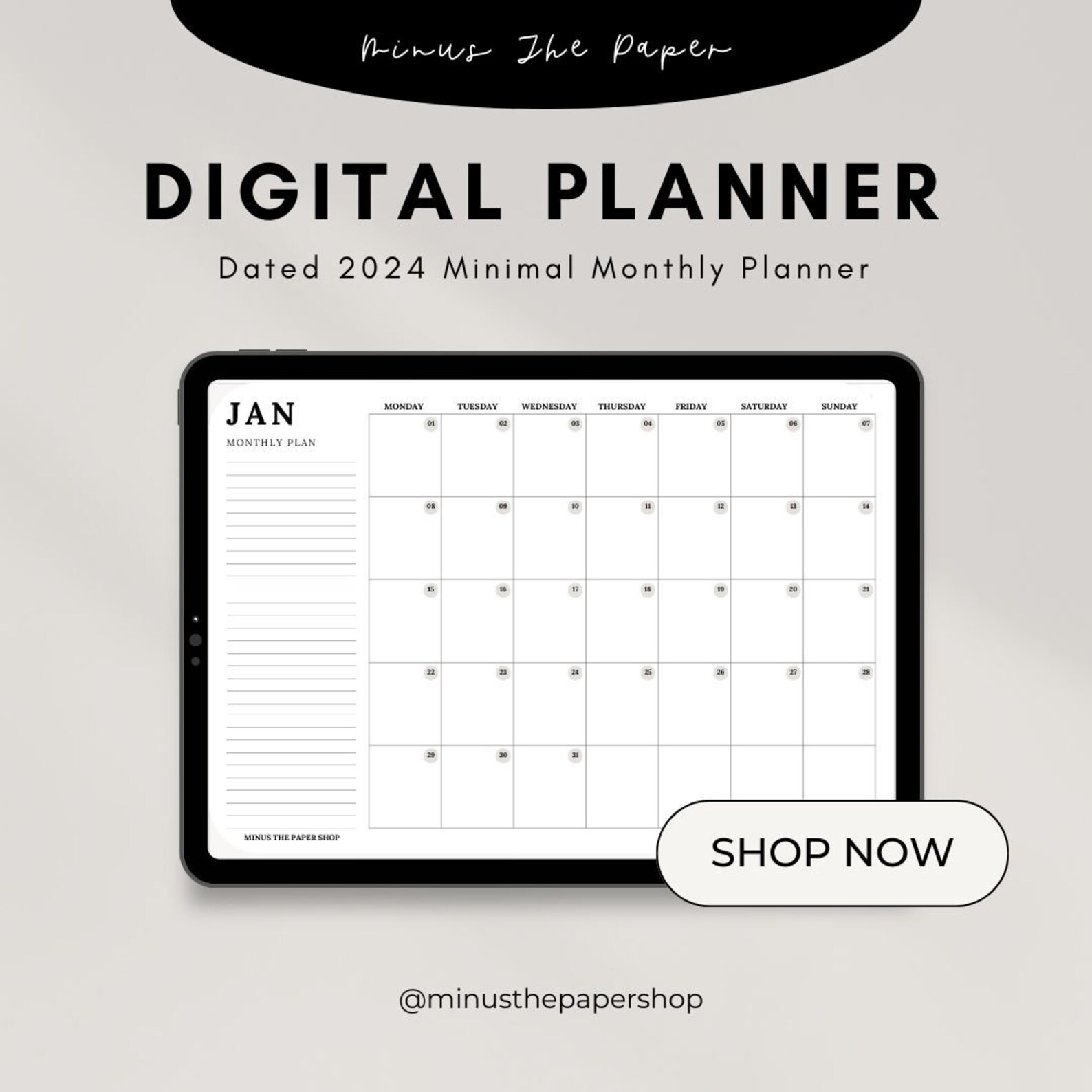 2024 Dated Minimalist Monthly Planner *free Stickers* - Etsy