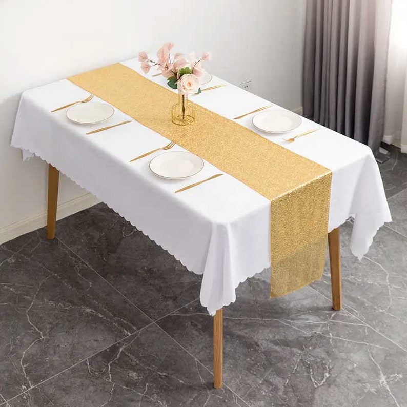 Sparkling Gold Sequin Table Runner for Party Decorations - 12 X 108 ...