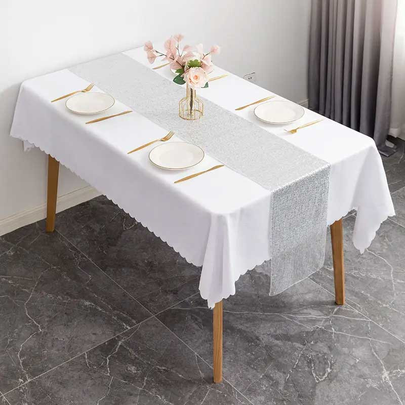 Sparkling Silver Sequin Table Runner for Party Decorations - 12 X 108 ...
