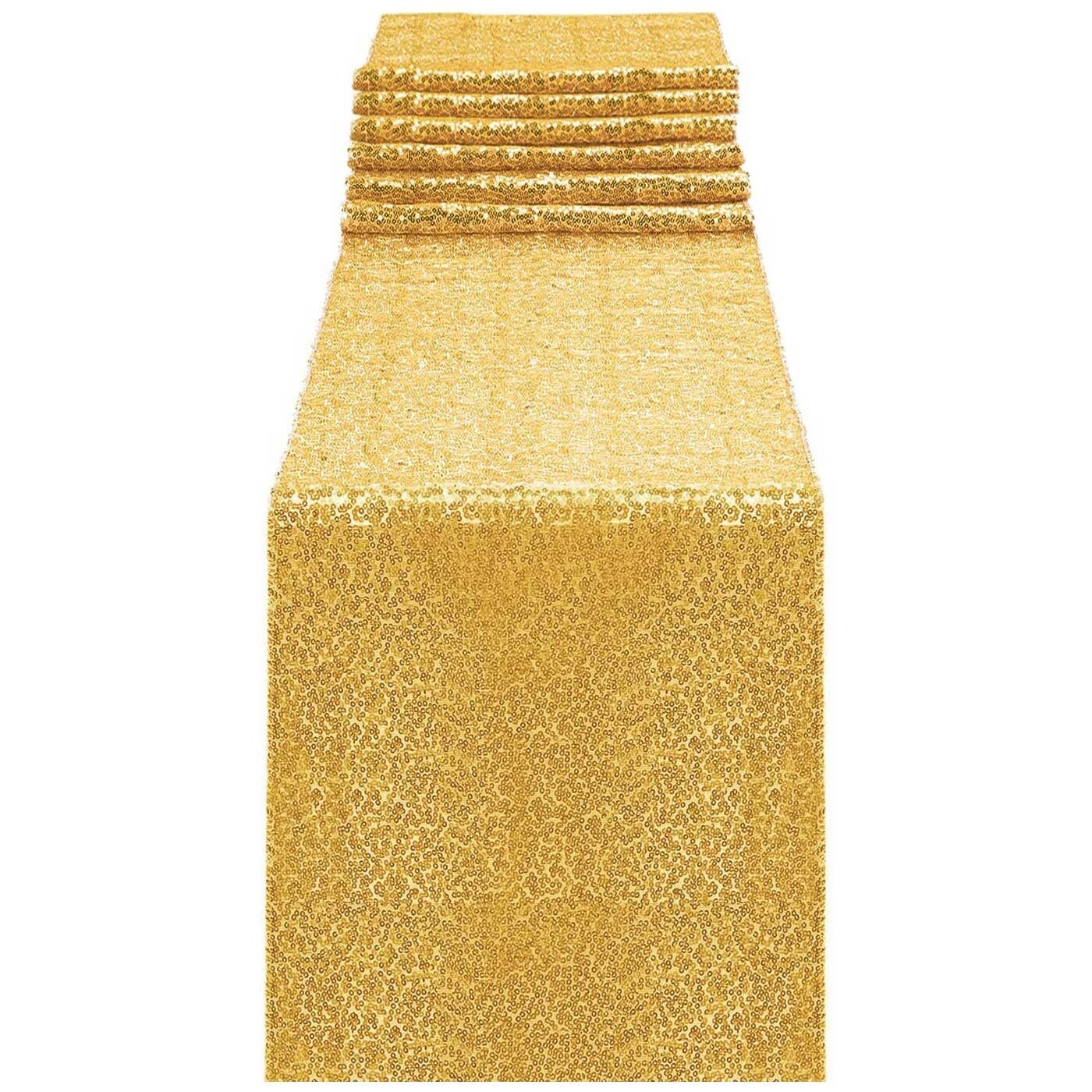 Sparkling Gold Sequin Table Runner for Party Decorations - 12 X 108 ...