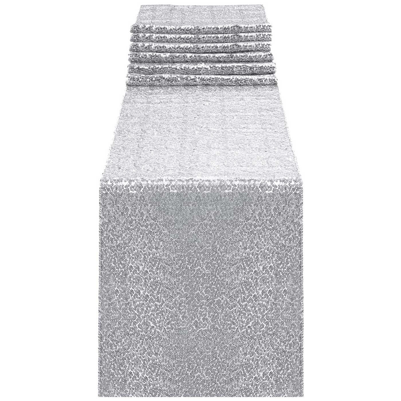 Sparkling Silver Sequin Table Runner for Party Decorations - 12 X 108 ...