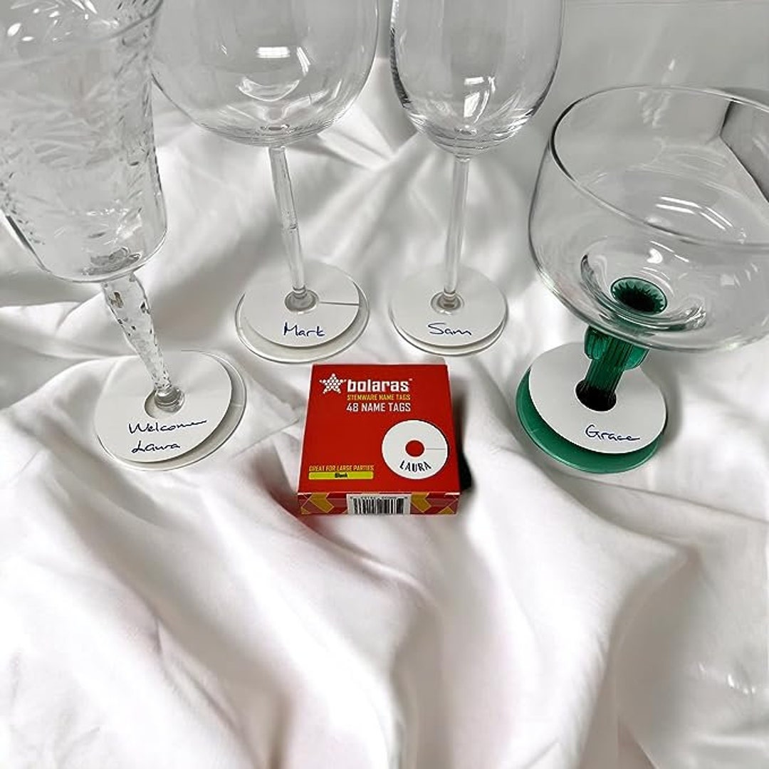 Bolaras Stemware Drink Name Tags for Wine Glasses (100 Tags), DIY ...