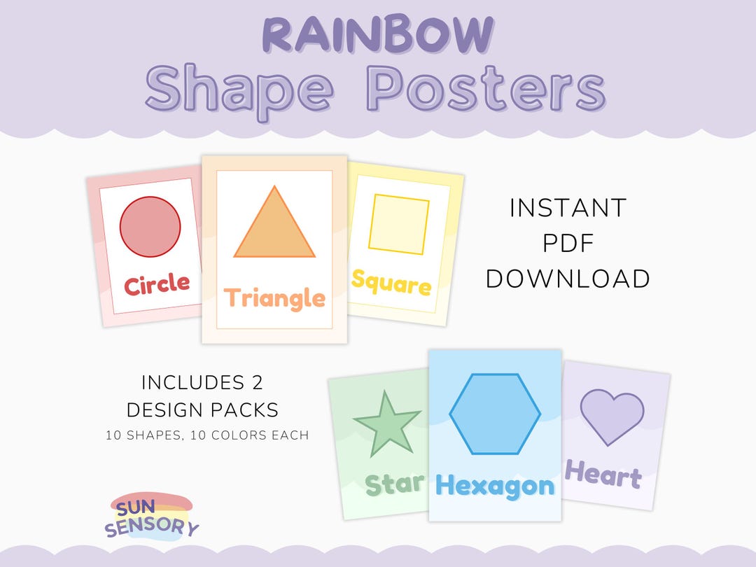 Rainbow Shape Posters - Printable Posters for Classroom - Early ...