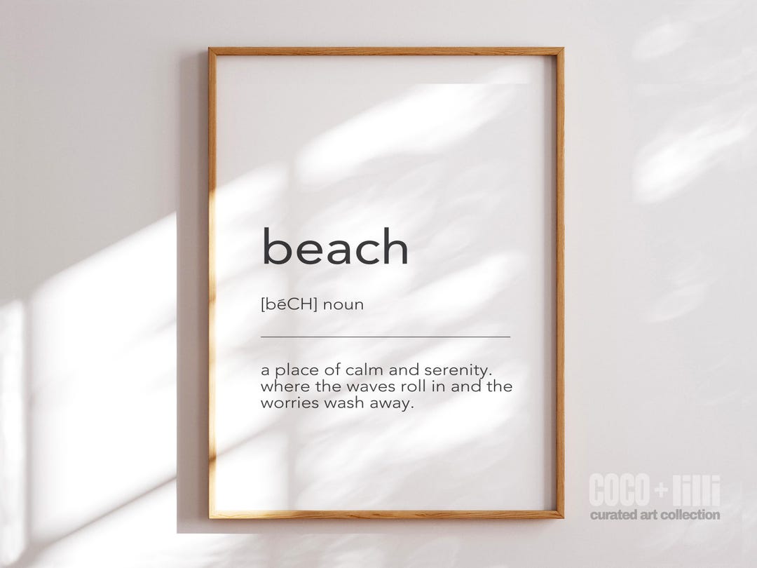 Beach Definition Typography Print Ocean Print Surf Decor Gift ...