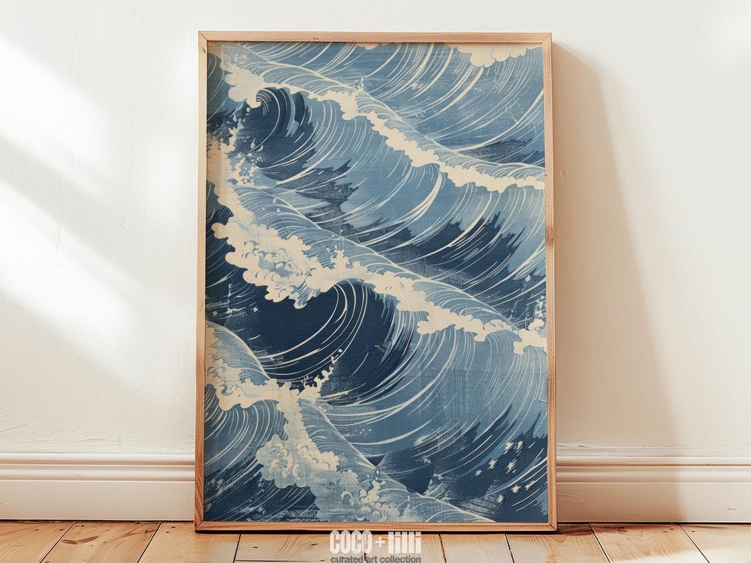 Waves Print Nautical Wall Art Waves Poster Coastal Wall Art Beach House ...