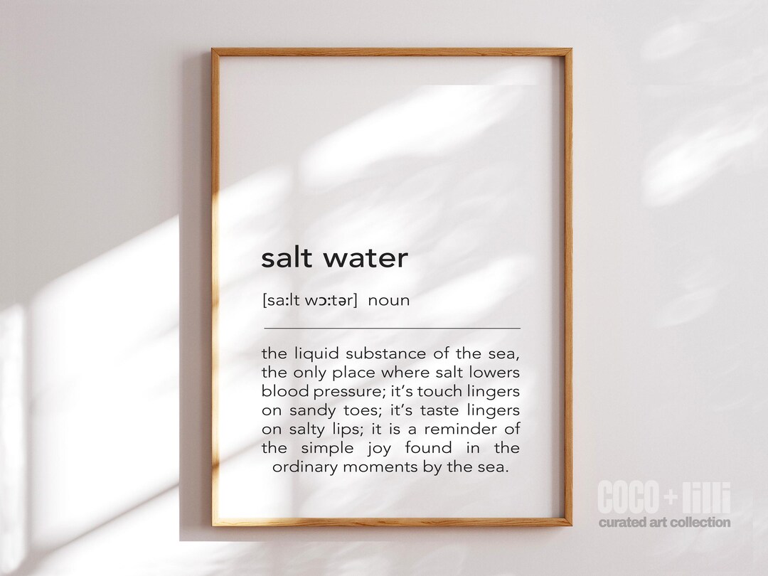 Salt Water Definition Beach Wall Art Definition Print Sea Wall Art Surf ...