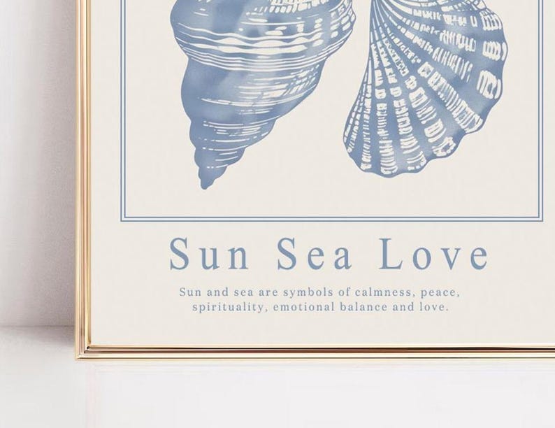Seashell Print Light Blue Shell Art Beach Wall Art Ocean Art ...