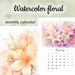 Printable Calendar 2024, Watercolor Floral, Artistic Monthly Calendar ...
