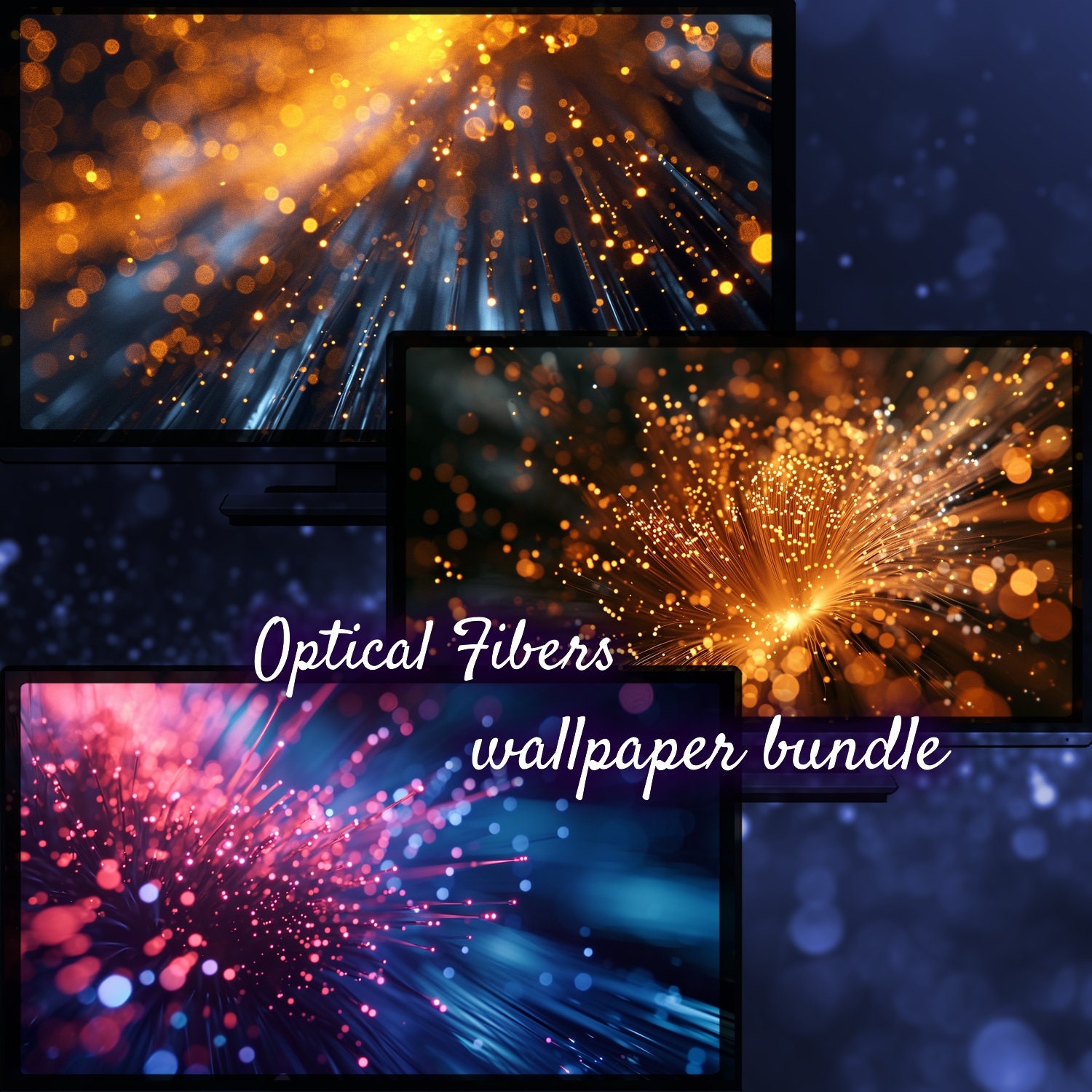 Technology Optical Fibers Computer Background, Futuristic Desktop ...