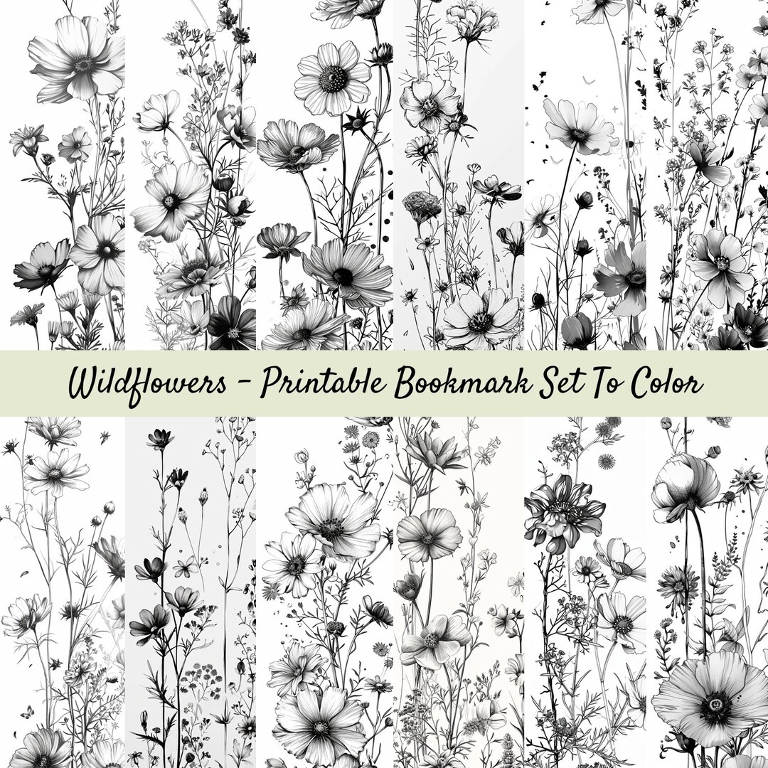 Printable Bookmark Coloring Set, Digital Bookmarks to Color, for Kids ...