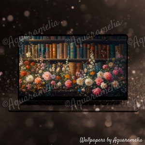 Floral Library Background, Romantic Books, Reading Desktop Background ...