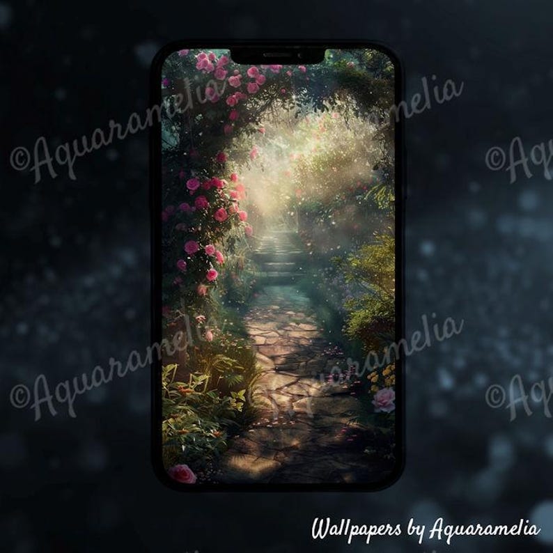Magical Garden Spring Aesthetic Smartphone Background, Fantasy Nature Phone Wallpaper, Forest ...