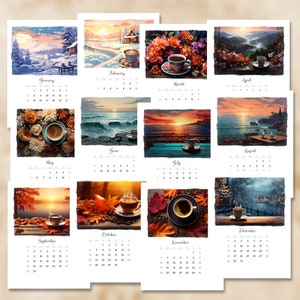 Printable Calendar 2024, Coffee Landscapes, Artistic Monthly Calendar ...