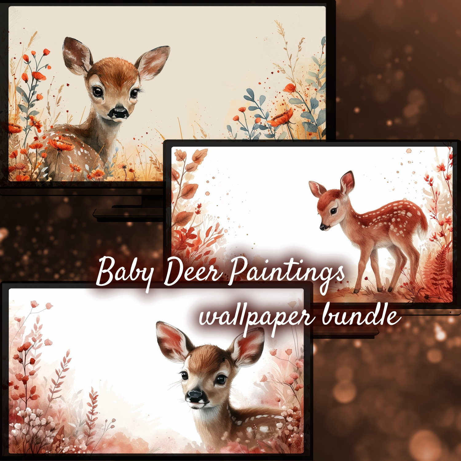 Cute Baby Deer Desktop Wallpaper, Valentines Day Gift, Cute Animal ...