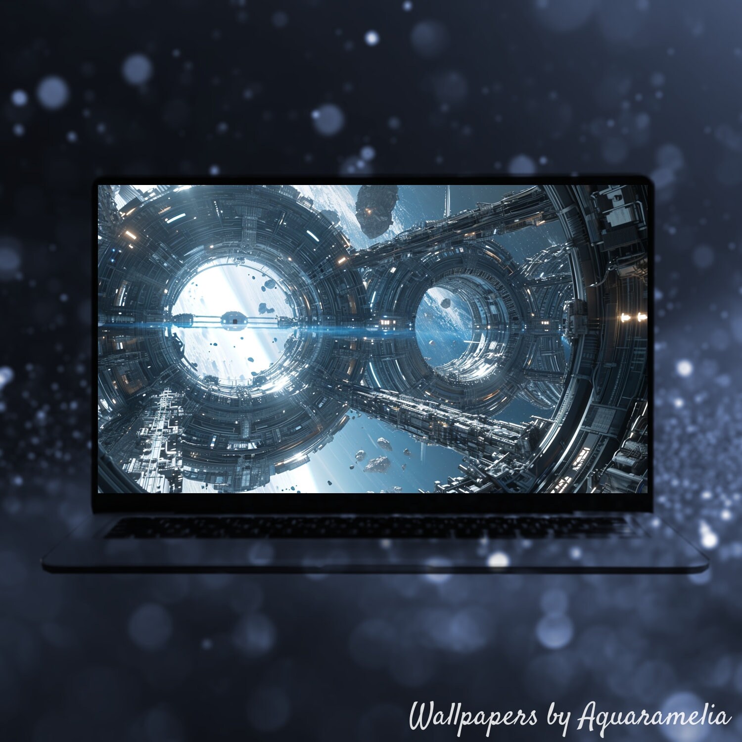 Space Station Scifi Computer Background, Futuristic Desktop Background ...