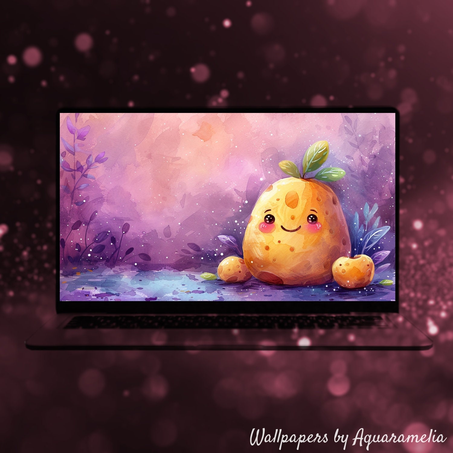 Cute Potato Vegetable Desktop Wallpaper, Kawaii Potato Wallpaper, Food ...