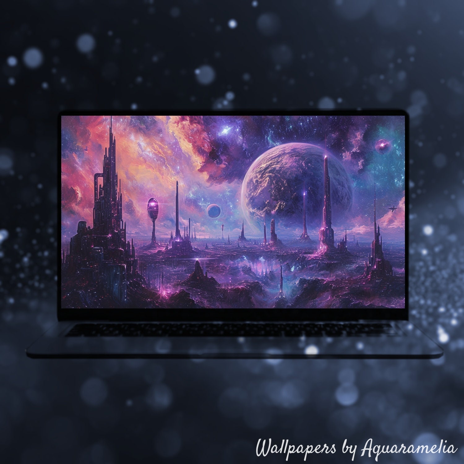 Space City Scifi Computer Background, Futuristic Alien Desktop ...