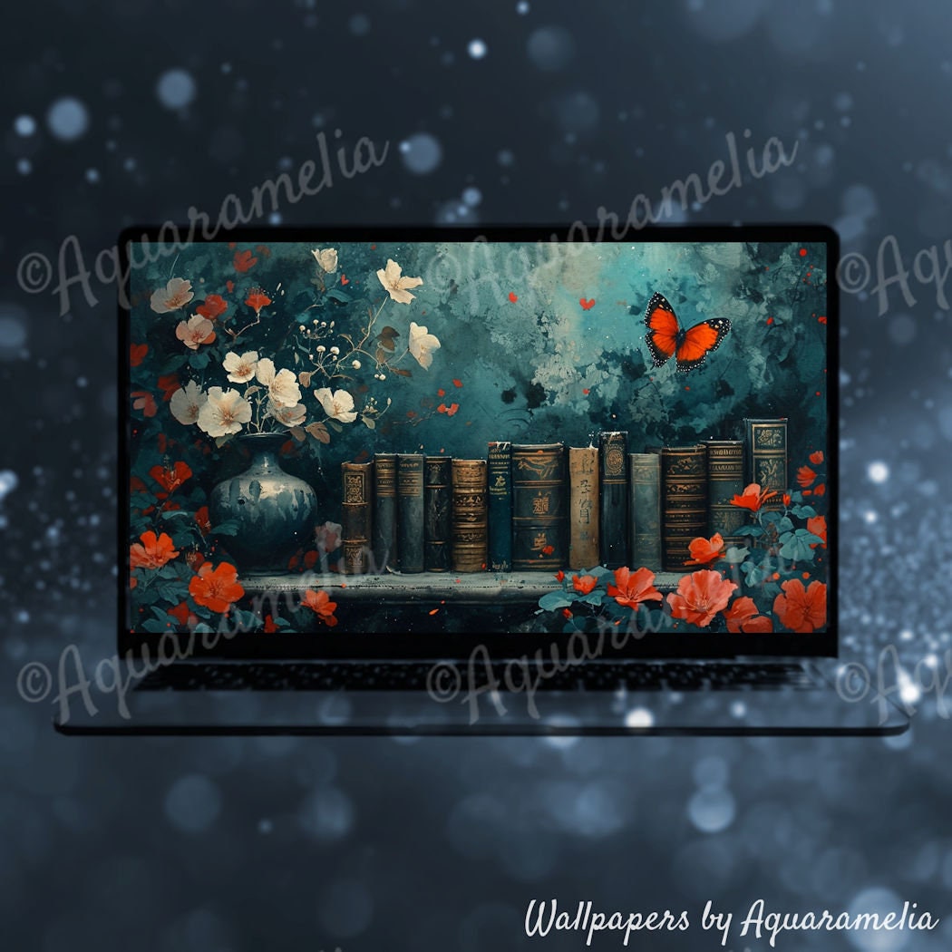 Botanical Library Background, Romantic Books, Reading Desktop ...