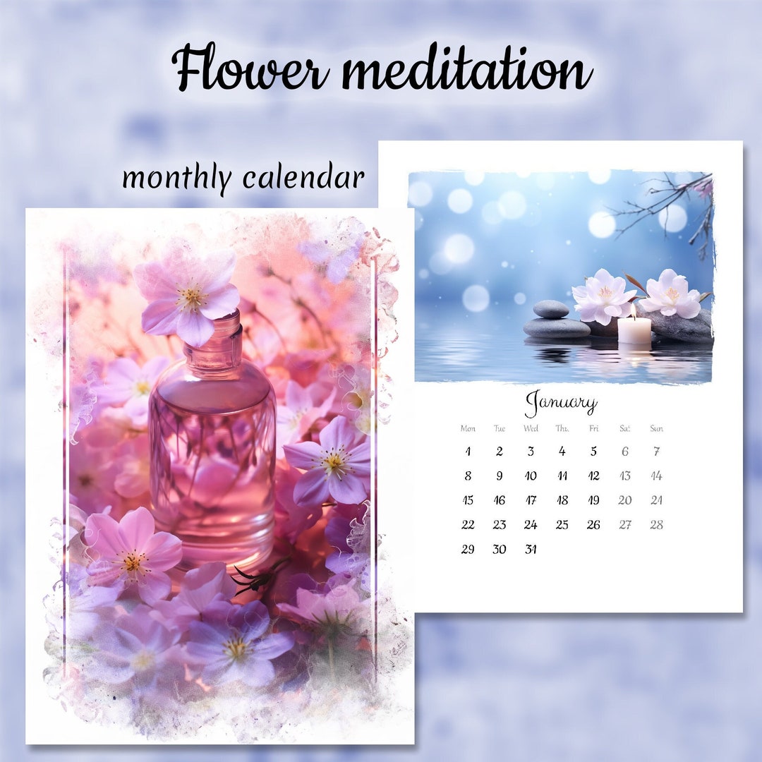 Printable Calendar 2025, Flower Meditation, Artistic Monthly Calendar ...
